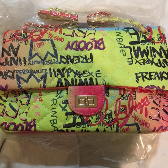 Bags | Graffiti Quilted Design Inspire Bag | Poshmark